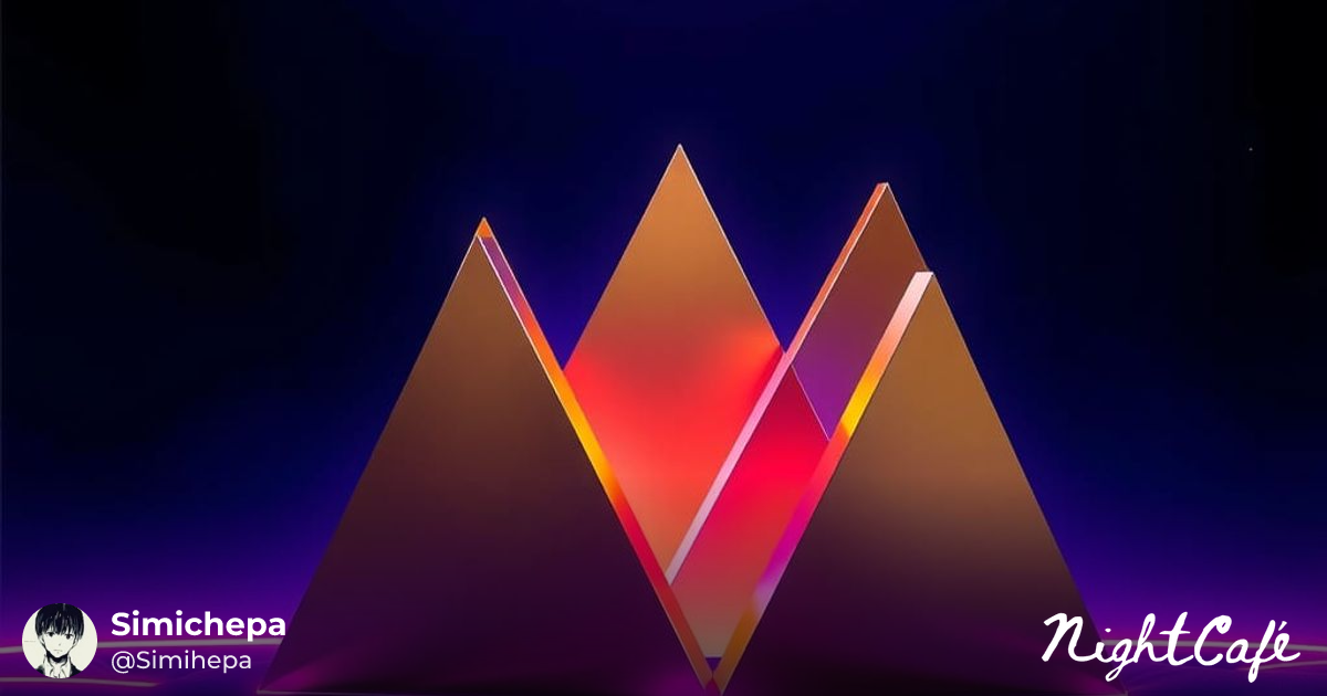 Gold Triangles on Indigo Plane in Futuristic Style - AI Art