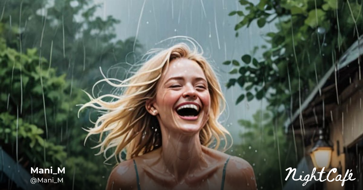 Rain and joy 11 - Whimsical Woman Dancing in the Rain