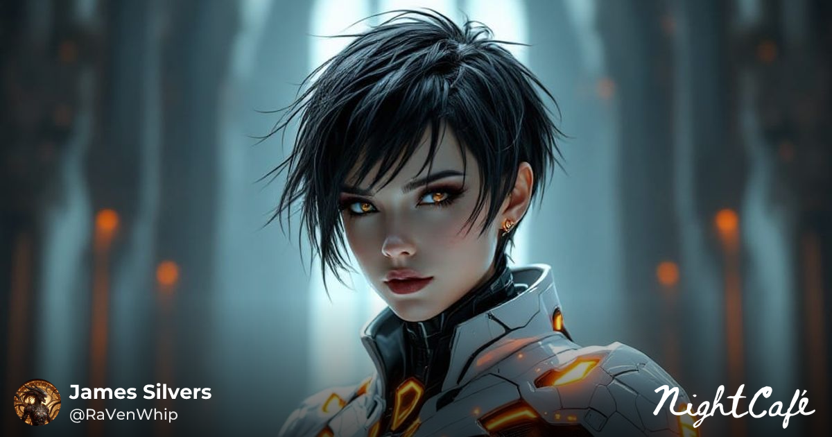 Ethereal Goth Demon Hunter Lady in Futuristic Armo... - AI Art