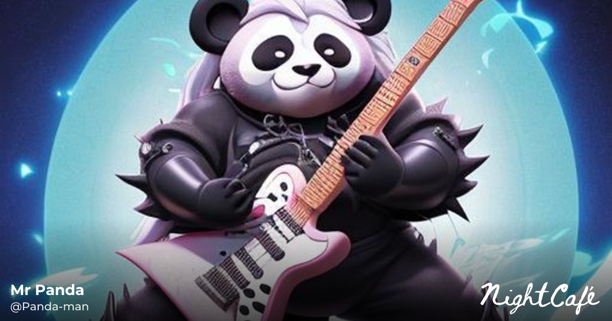 Panda Rock God at Heavy Metal Concert in Anime Sty... - AI Art
