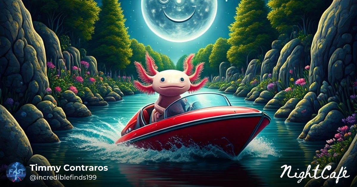 Axolotl driving a boat