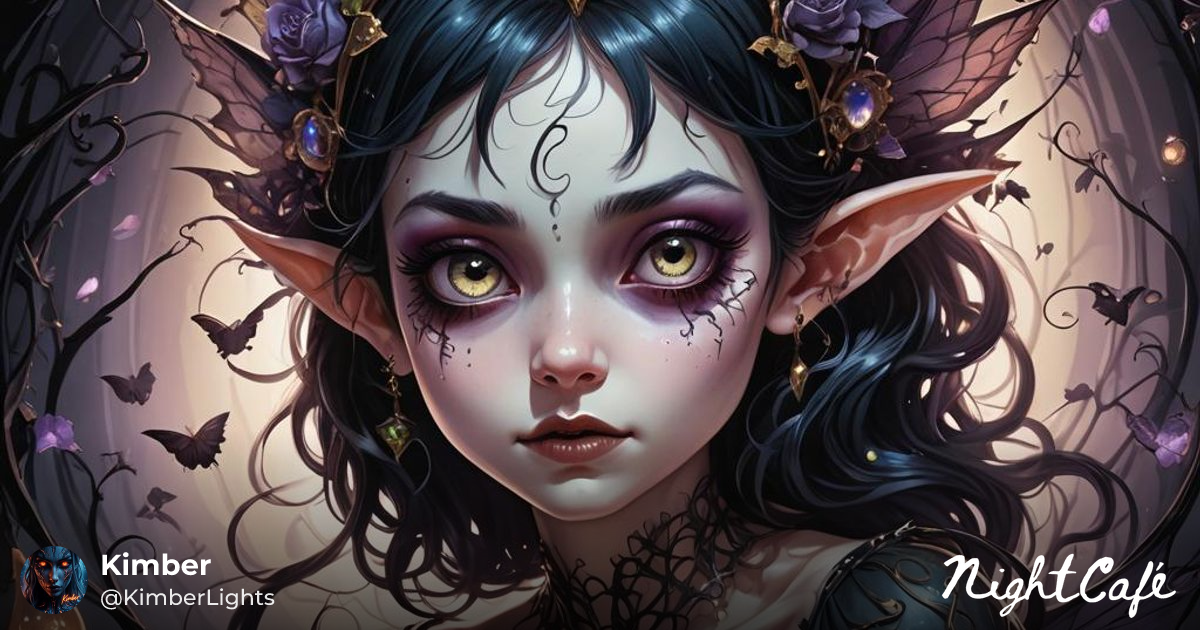 Evil Pixie Portrait in Dark Academia Fairyland - AI Art