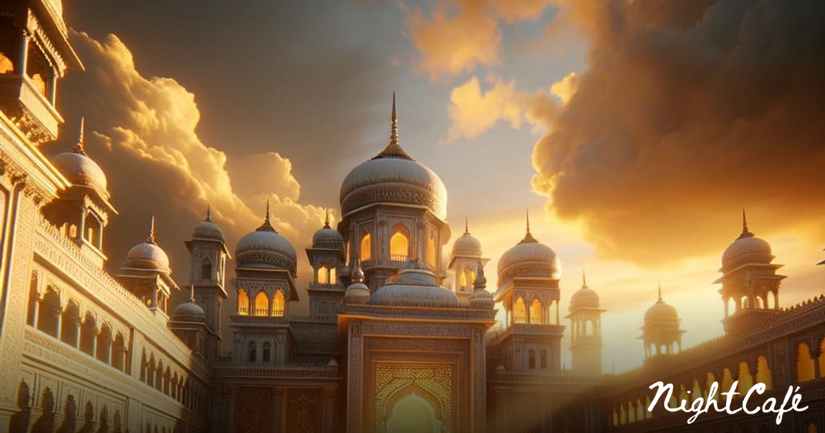 Royal Palace at Dawn in Golden Sunlight - AI Art