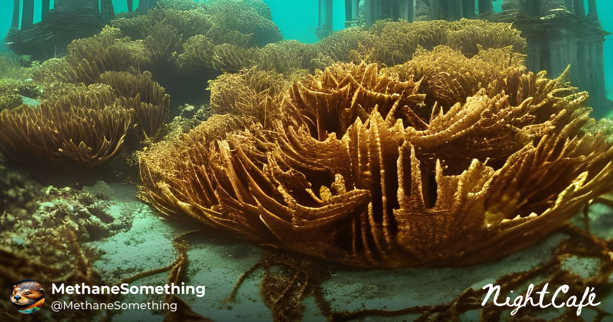 Ocean Temple - Underwater Temple Ruins in Polaroid Style