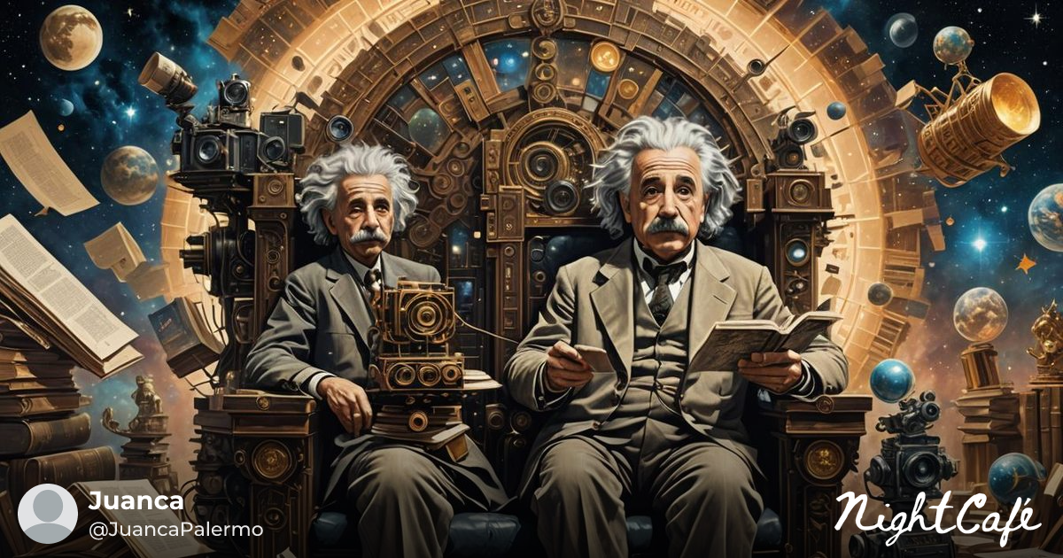 Einstein's Surreal Throne in a Starry Universe - AI Art