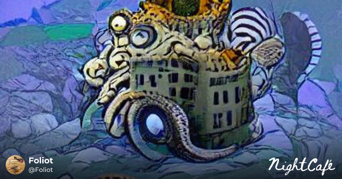 Post-Apocalyptic Nautilus King in Castle Ruins - AI Art