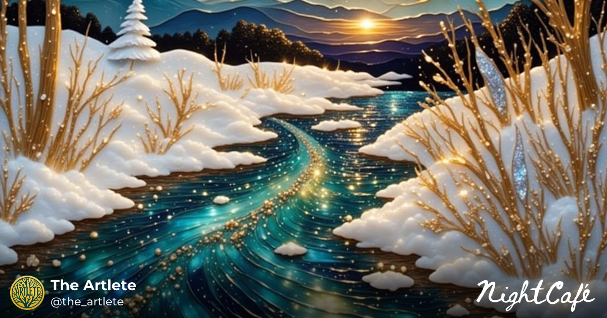 Glittering Stained Glass Arctic Tundra Landscape - AI Art