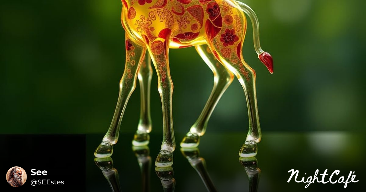 Surreal Glass Giraffe in Effervescent Colors - AI Art