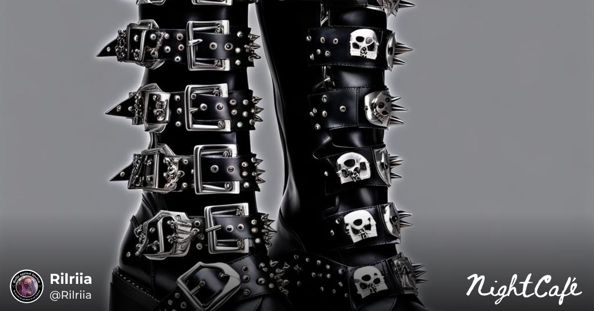 Cyber Goth Platform Shoes with Skull Buckles - AI Art