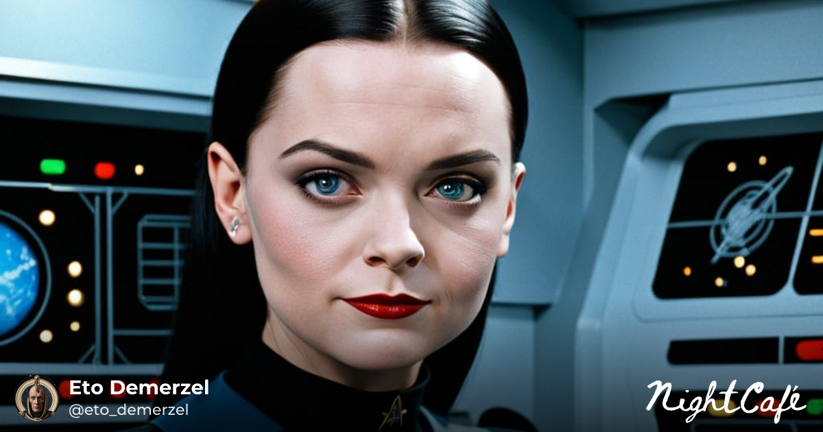 Wednesday Addams as Starfleet Captain in USS Enter... - AI Art