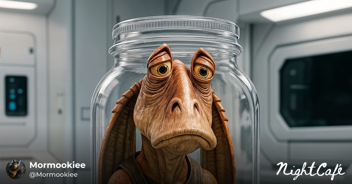 JarJar in a JarJar - Sad Jar Jar Binks in a Jar: CGI Cartoon
