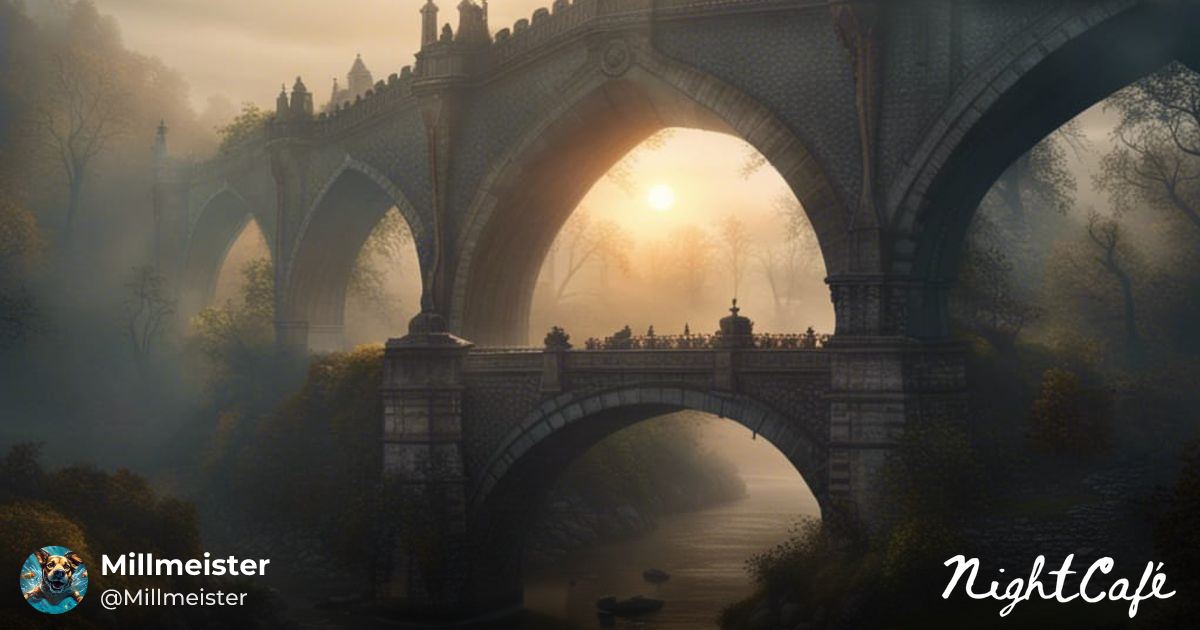 epic old stonebridge - Epic Stone Bridge at Sunrise: Digital...