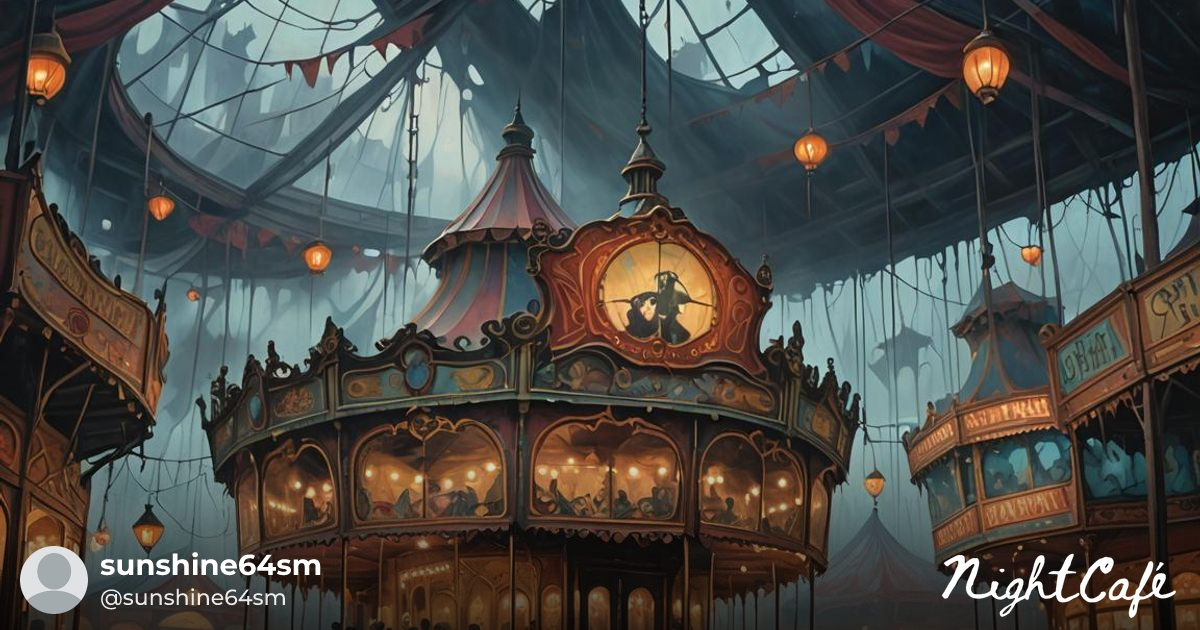 Eerie Surrealism: Spooky Funhouse at Deserted Carn... - AI Art