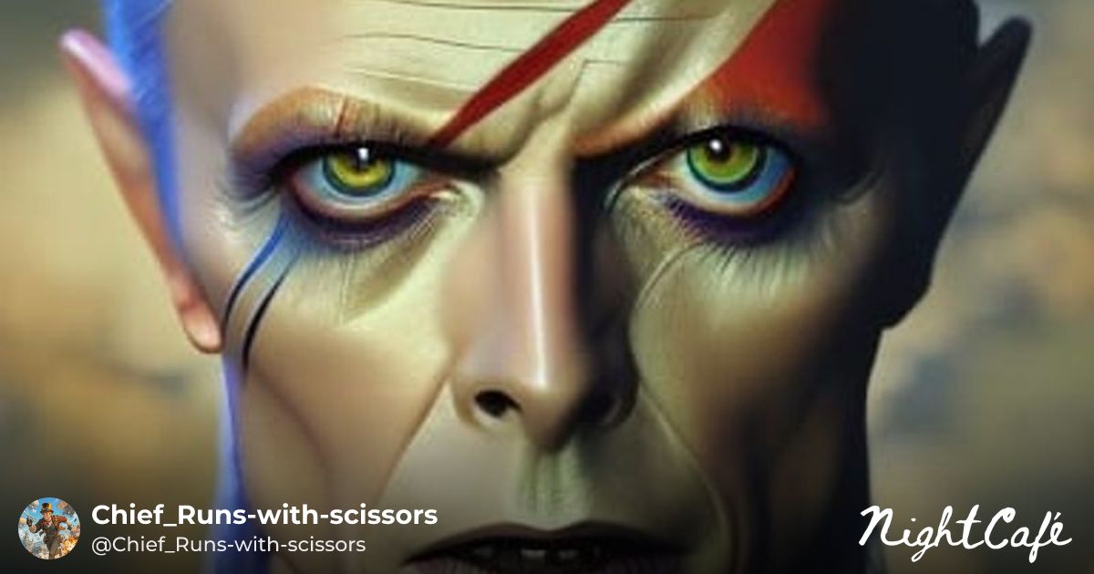 Angry David Bowie Fantasy Collage in Mixed Media - AI Art