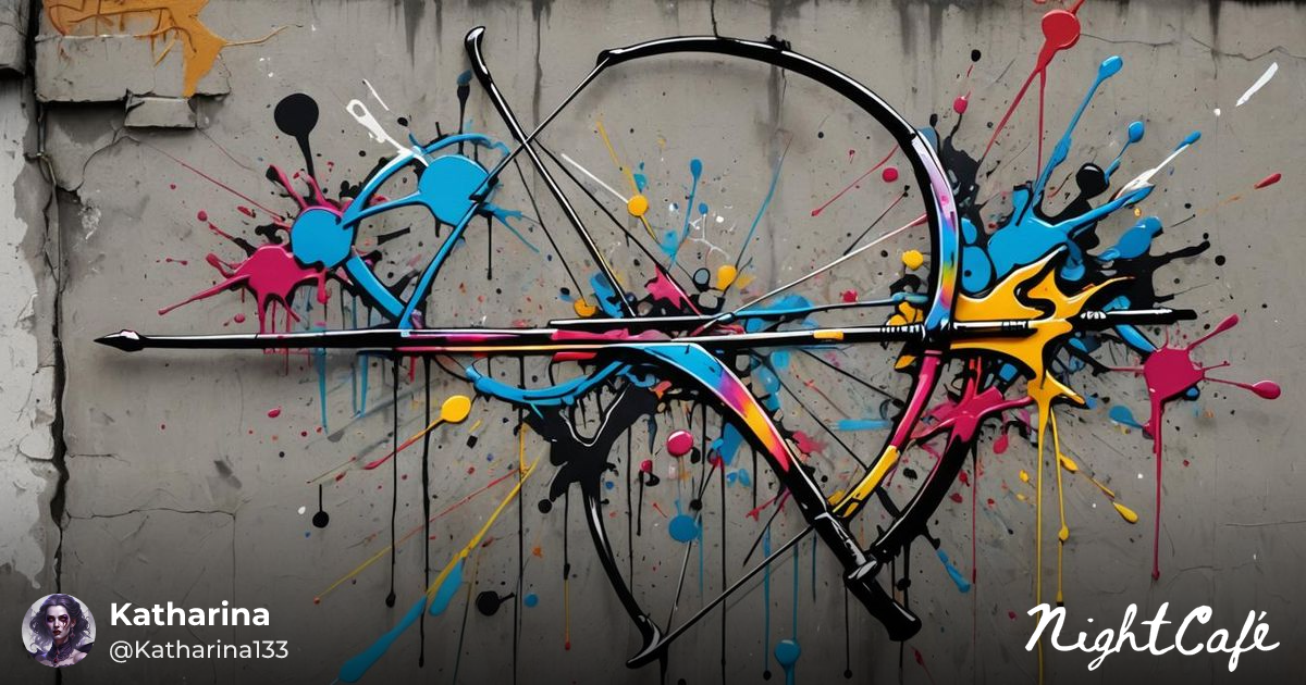 bow and arrow - Graffiti Bow and Arrow: Colorful Street Art