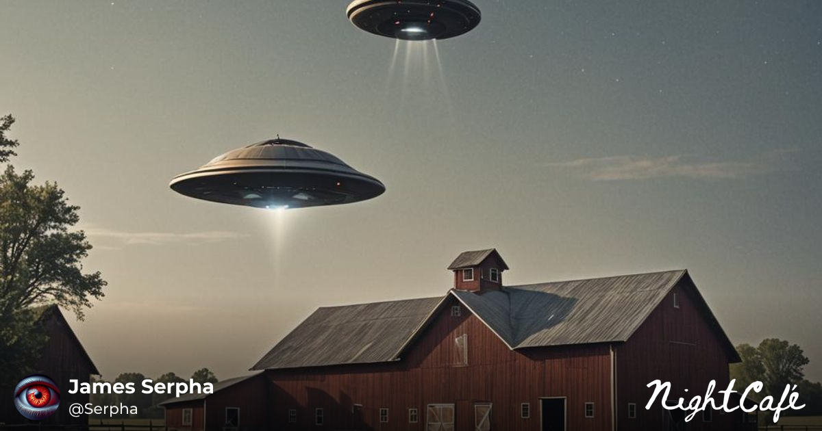 One Last Visit To The Barn - UFO Hovering Over a Rural Barn ...