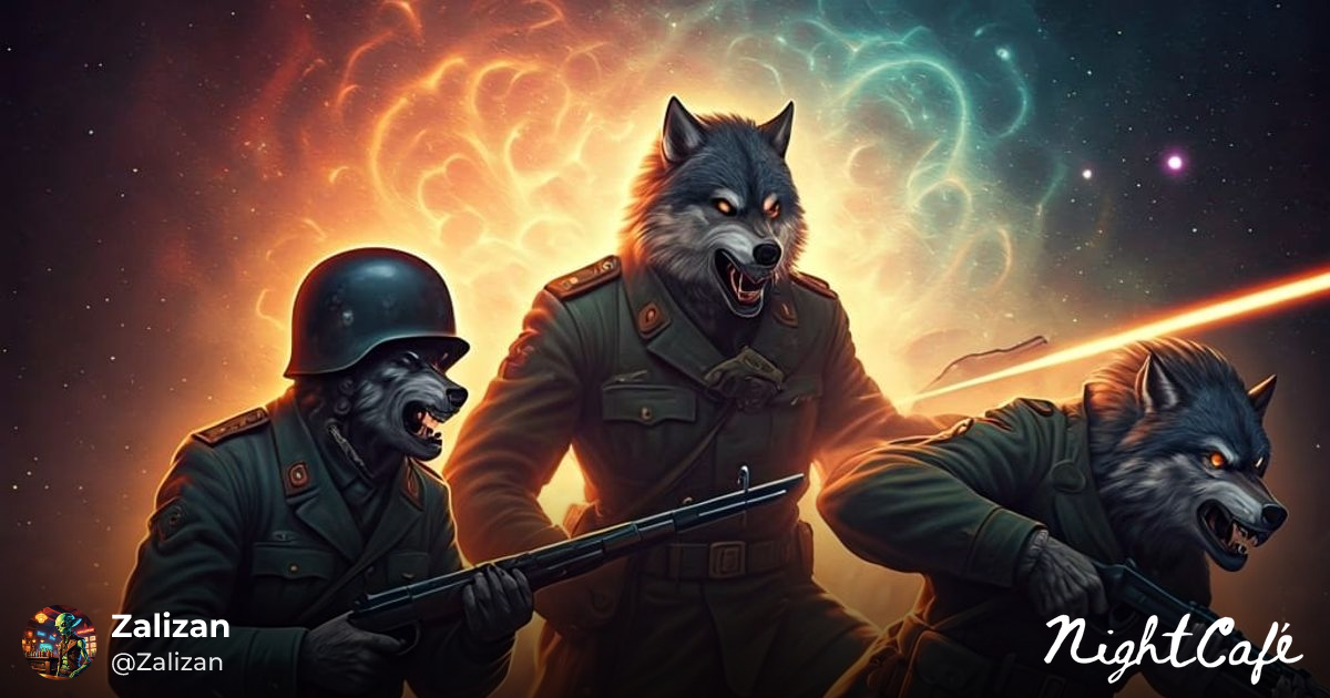 WW2 Werewolves Battle in Vintage Comic Art Style - AI Art