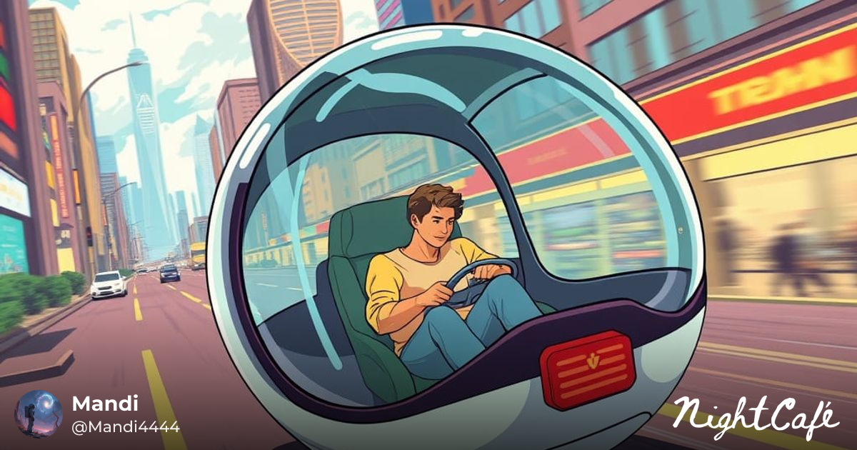 Futuristic Bubble Pod Commute in Cel-Shaded Style - AI Art