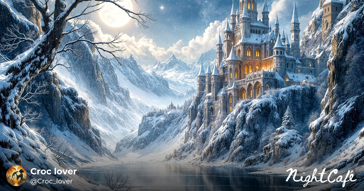 Winter castle - Majestic Snowy Castle in Winter Landscape, W...