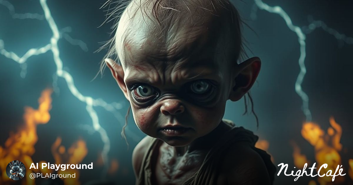 Mutated Child Illuminated by Lightning in Sinister... - AI Art