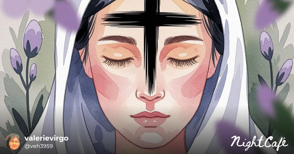 Blessed Lent Watercolour Portrait with Ash Cross - AI Art