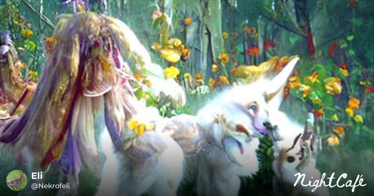 Fairy wolves - Ethereal Fairy Wolves in Misty Landscape