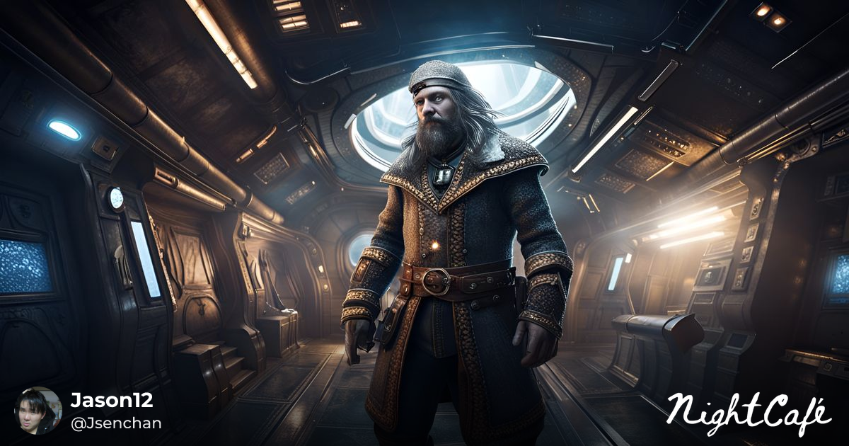 Alien Pirates - Medieval Pirate in Spaceship Gazing at Galax...