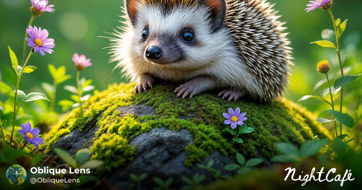 Hedgehog - Whimsical Hedgehog in Sun-Dappled Forest Glade