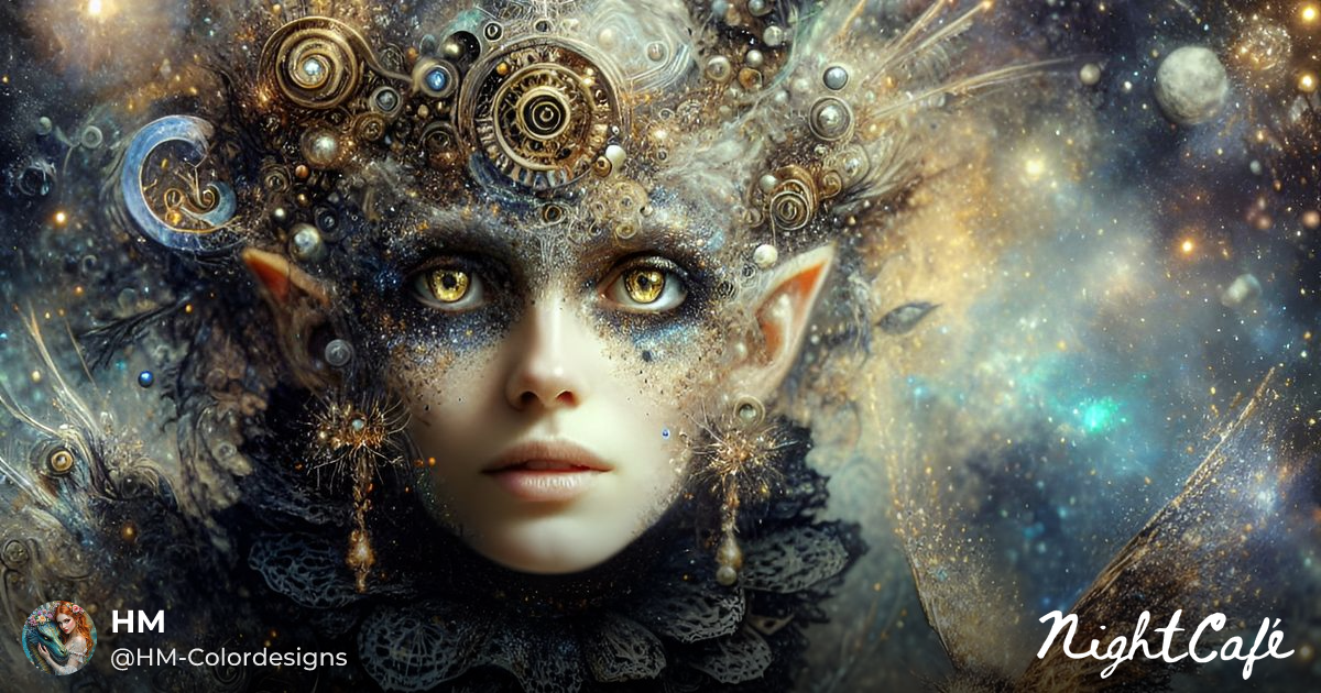 Interstellar creatures - Elf-Angel in Starlight Gown, Detail...