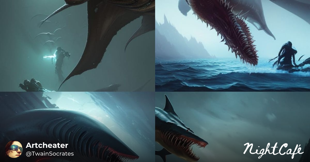 Alien Shark - Hyperdetailed Alien Shark in Dark Fantasy Sty...