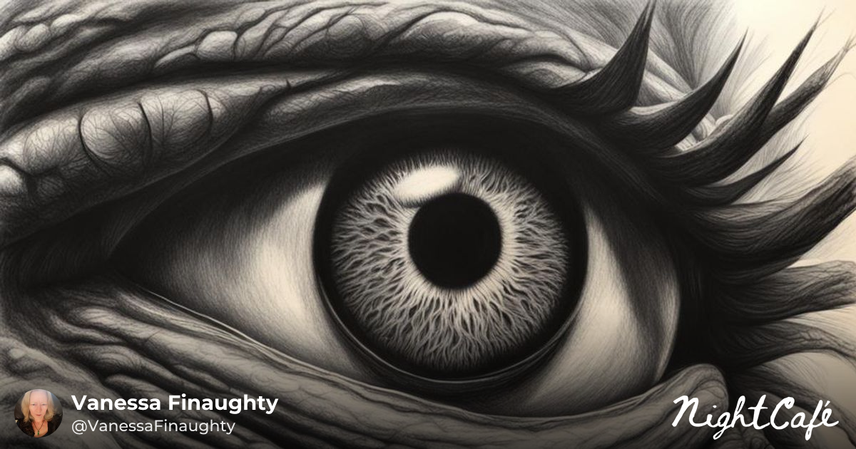 Scary Monster Eyes: Hyper-Realistic Charcoal Drawi... - AI Art