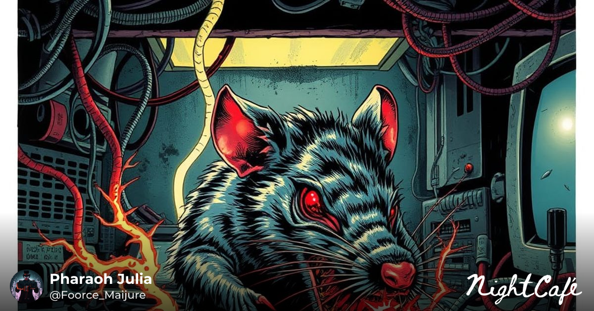 Grotesque Rat Terrorizes Dark Computer Lair in 80s... - AI Art