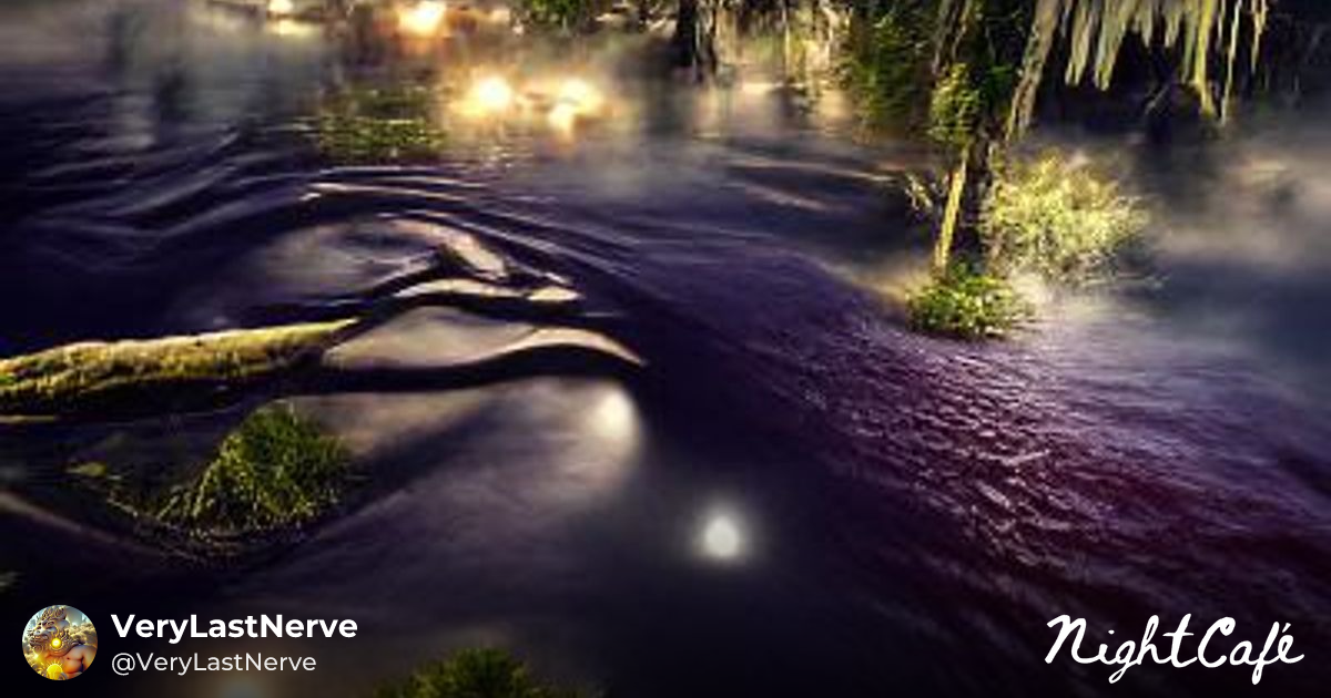 Hyperrealistic Bayou River at Night: Digital Illus... - AI Art