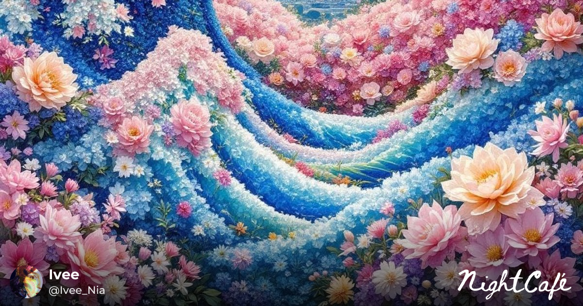 The Great Wave with flowers