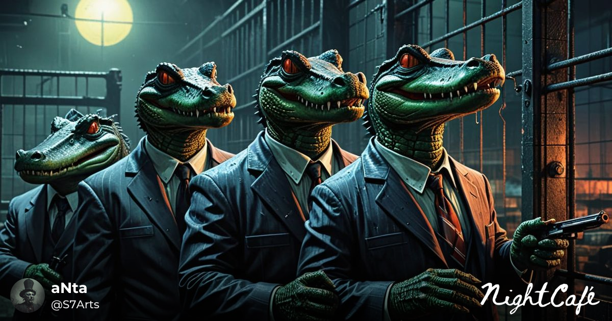 Gangster Alligators Guard Alcatraz in Comic Book S... - AI Art