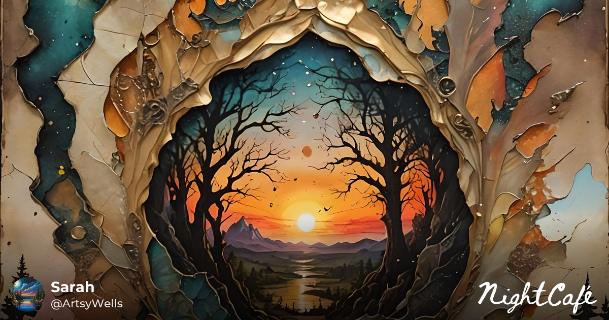 Detailed sunset painting