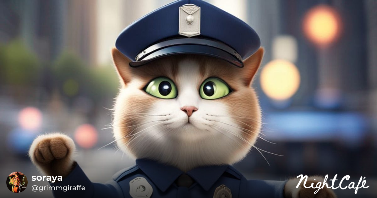 police cat directing traffic - Anthropomorphic Cat Directing...