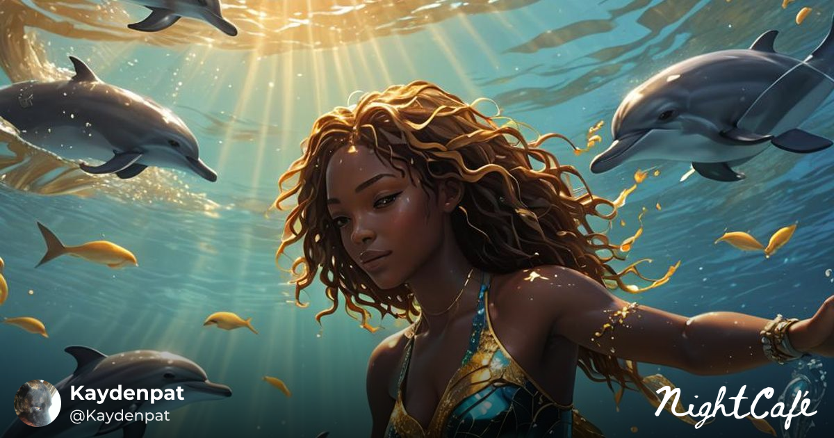 Woman swimming with a dolphin - Anime Woman Swims with Dolph...