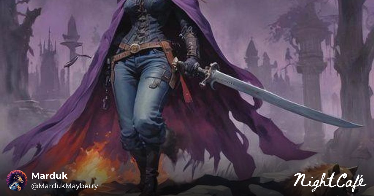 Red Scuzzy with a Big Sword - Furry Hyena Warrior in Dark Fa...