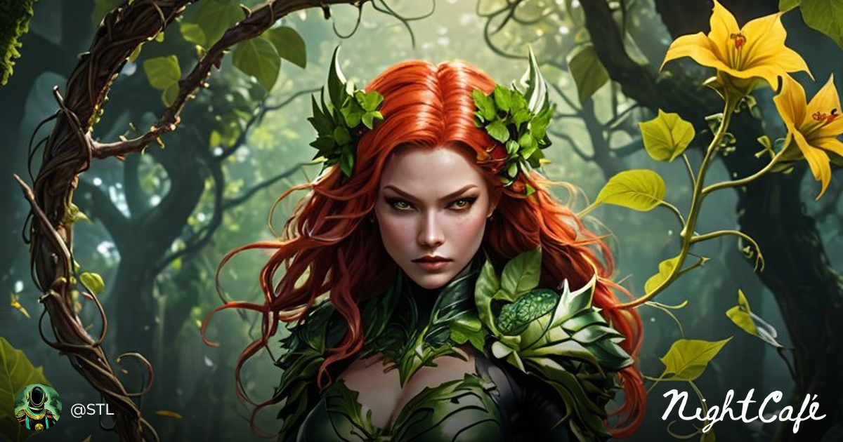 Angelic creature, warrior Poison Ivy, green symbiote and carnivorous ...
