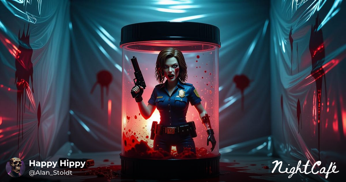 A Gashapon capsule, Inside the capsule is a deranged version of Debra Morgan from DEXTER