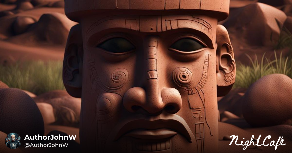 Inca Pot - Detailed Clay Pottery Easter Island Head