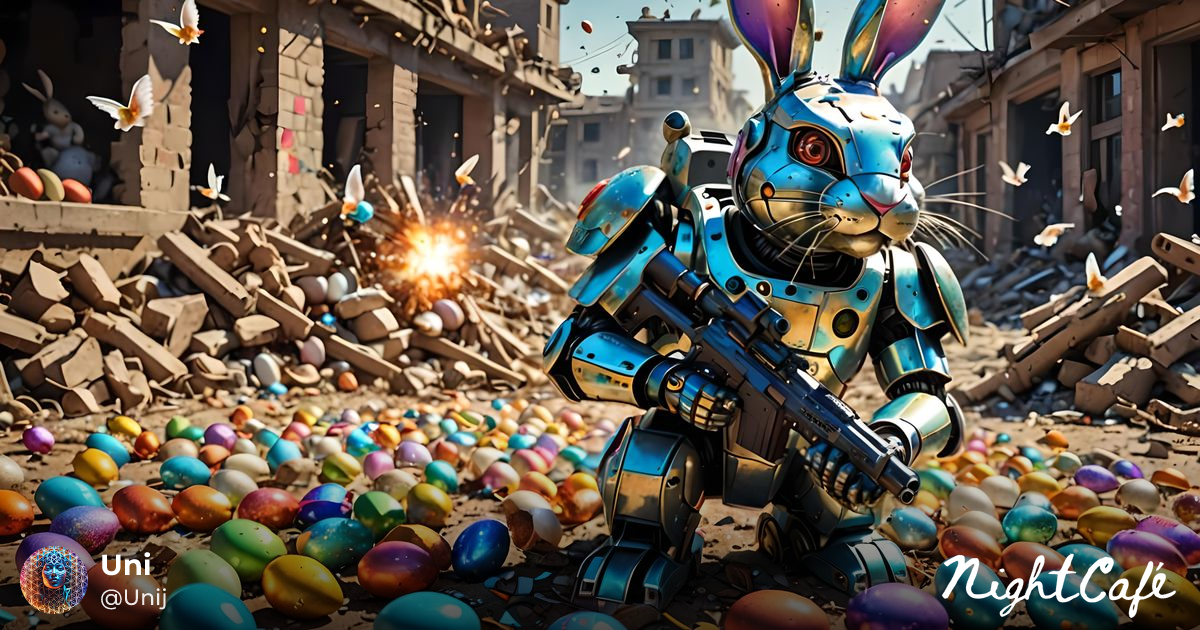 Epic Robot Easterbunny - Cyberpunk Robot Bunny Bazooka Easte...