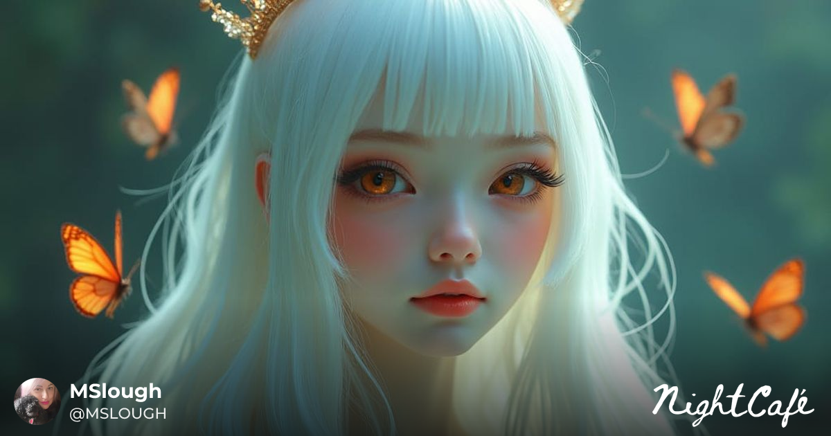 A hyper-realistic, ethereal portrait of a luminous white bald woman ...