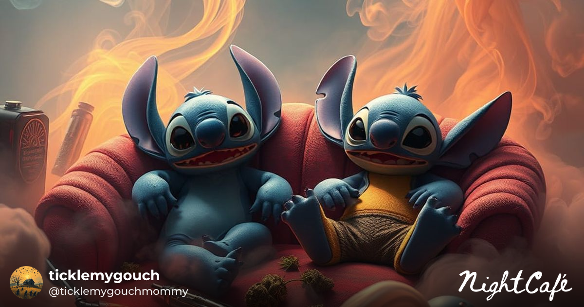 Stitch and Sully in Whimsical Smoke Clouds - AI Art