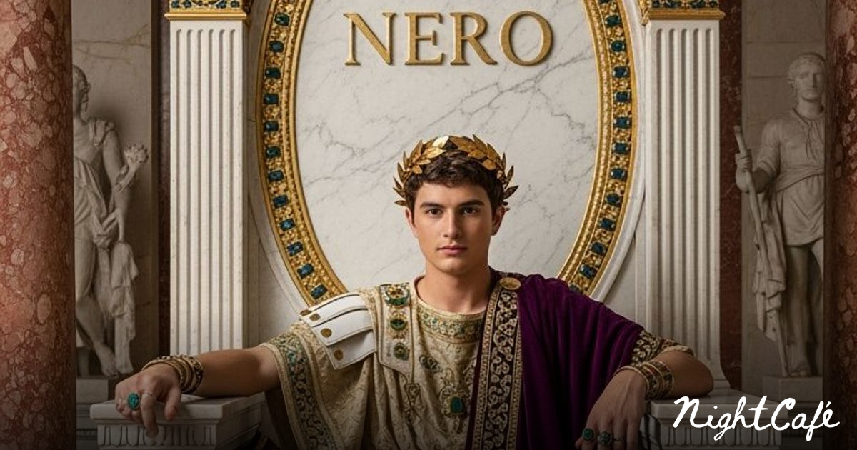 Emperor Nero on Ornate Throne in Opulent Throne Ro... - AI Art
