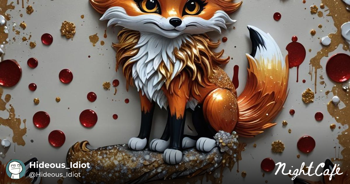Mythical Red Fox - Mythical Red Fox with Googly Eyes in Graf...