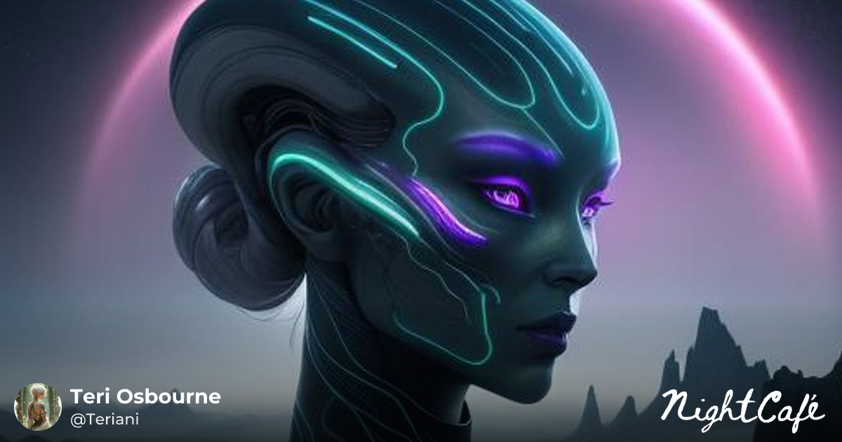 Alien - Ethereal Alien Woman in Dreamlike Landscape