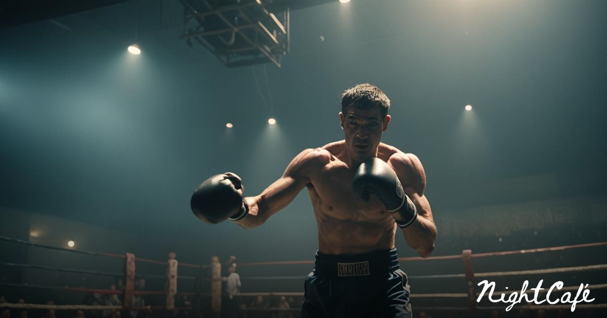 Boxer's Fight Against Invisible Demons in Dark Are... - AI Art