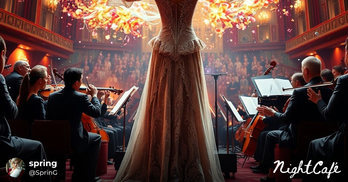 A wonderful orchestra playing in a concert hall. The female conductor ...
